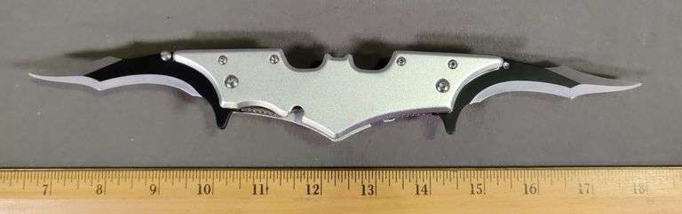New 11" Double Blade "Batman" Knife with Silver Aluminum Handles ...