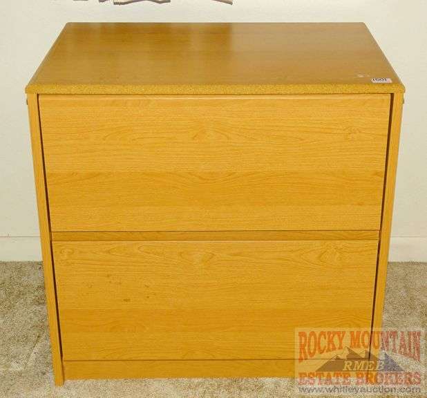 2- drawer oak finish lateral filing cabinet. - Rocky Mountain Estate ...