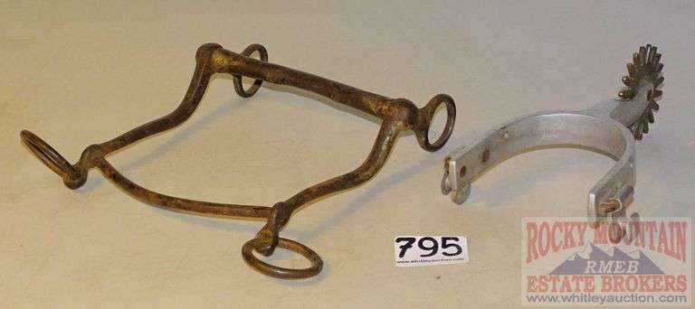 Vintage horse bit & single Crockett spur w/ large rowel. Both for one ...