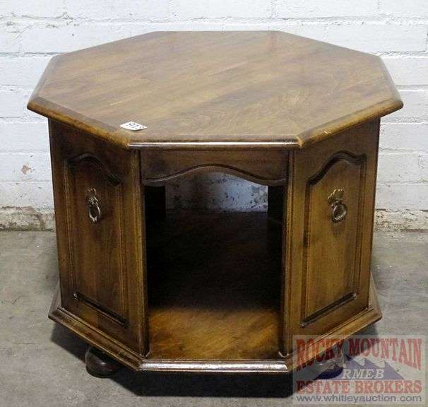 Octagon side table with bottom storage. - Rocky Mountain Estate Brokers ...