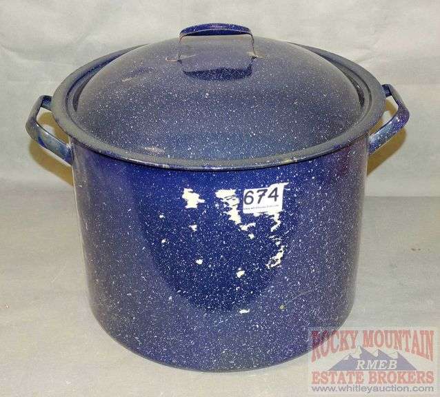 Large vintage blue graniteware canner with jar rack. 11"X14". - Rocky ...