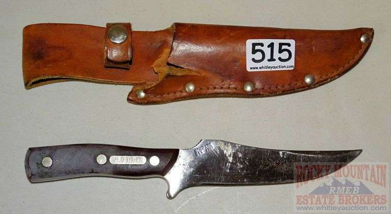 Schrade Old Timer 150T 10.5" straight blade knife with leather sheath ...