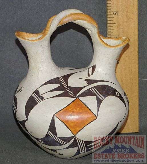 Vintage 5" Acoma Pottery Vase with hand painted decoration. - Rocky ...