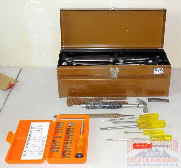 19" metal tool box with tray and hand tools. All for one money. - Rocky ...