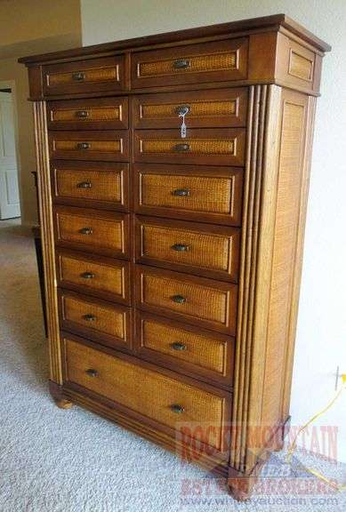 Massive Thomasville "Ernest Hemingway Collection" 15 drawer highboy ...