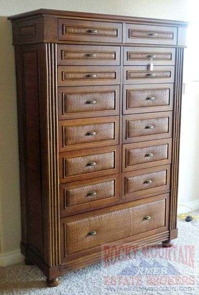 Massive Thomasville "Ernest Hemingway Collection" 15 drawer highboy ...