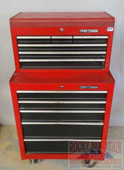 Craftsman rolling tool box with 6-drawer top box with key and rolling 5 ...