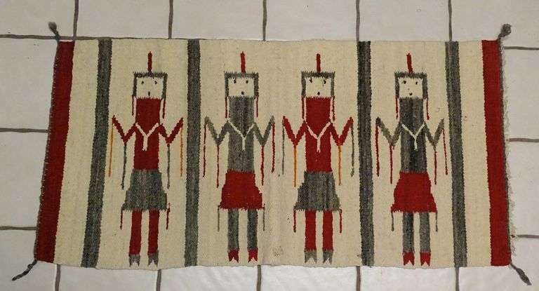 Vintage hand woven Navajo "Yei" pattern rug, 38"X19". - Rocky Mountain ...