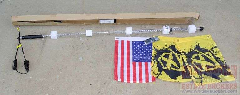 New LED lighted flag pole with 3 assorted flags and remote control ...