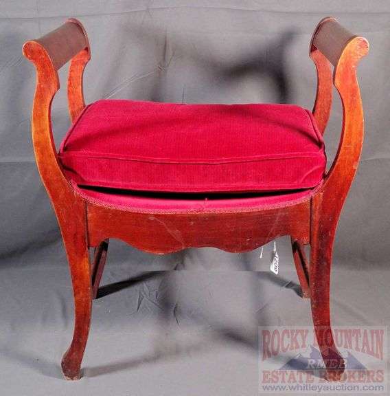 Nice vintage mahogany bustle bench. - Rocky Mountain Estate Brokers Inc.