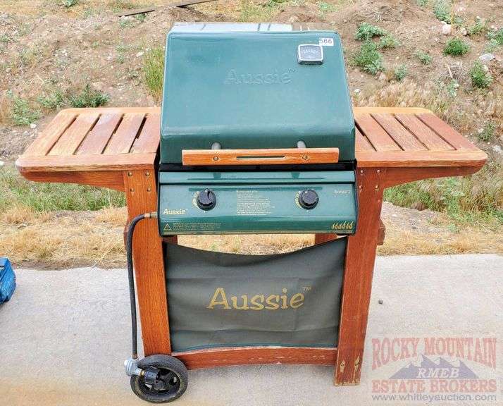 Aussie 2 burner propane grill with wooden stand. This is a heavier ...