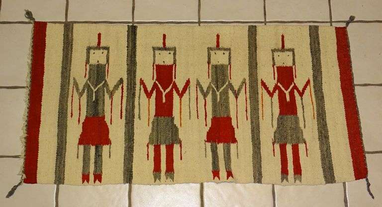 Vintage hand woven Navajo "Yei" pattern rug, 38"X19". - Rocky Mountain ...
