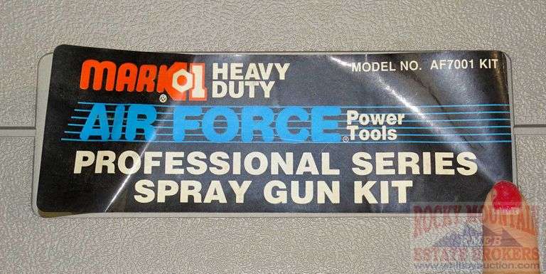 Mark 1 Air Force spray gun in case. - Rocky Mountain Estate Brokers Inc.