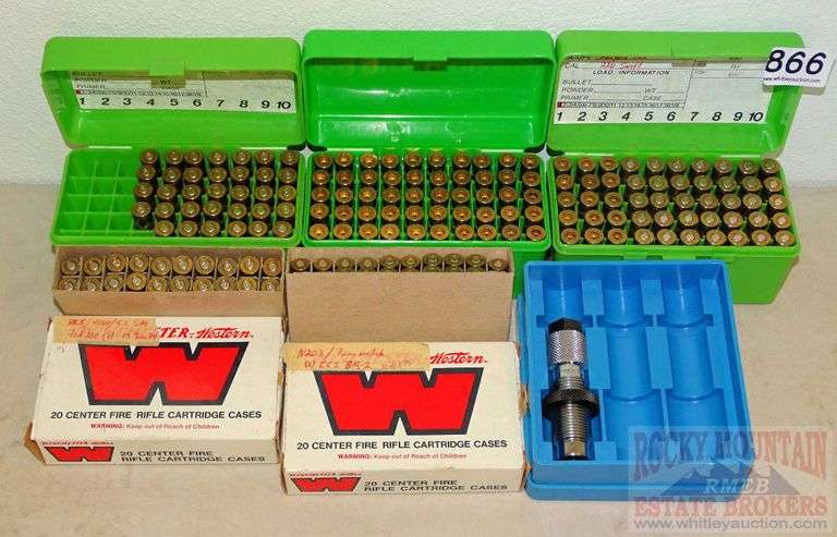 Bair Cub .220 Swift reloading die, assorted brass casings & plastic ...