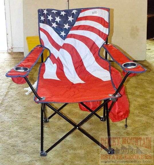 American flag folding chair w/ arms & bag. - Rocky Mountain Estate ...
