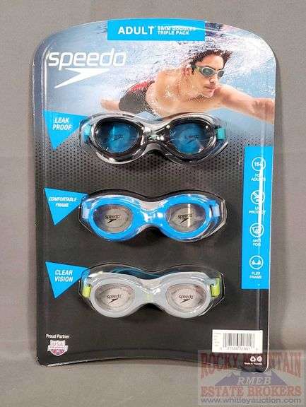 New Speedo Adult triple pack of Swim Goggles. Anti-Fog, UV Protection ...