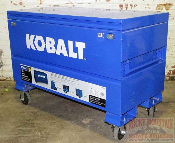 Heavy Duty Kobalt KB48 lockable steel jobsite box on wheels. Box is 28 ...