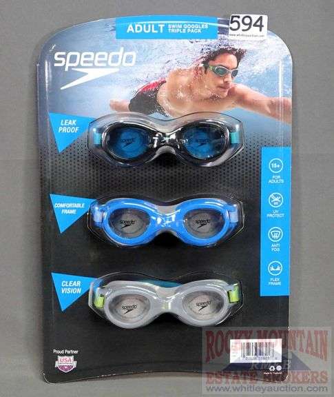New Speedo Adult triple pack of Swim Goggles. Anti-Fog, UV Protection ...