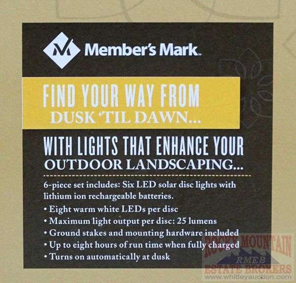 New Member's Mark 6 piece 25 lumen LED solar disc lights. Easily ...