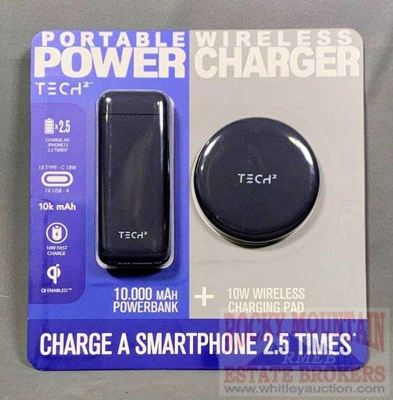 New Tech2 Portable Power Bundle 10KmAh Powerbank+10W Wireless Charger ...