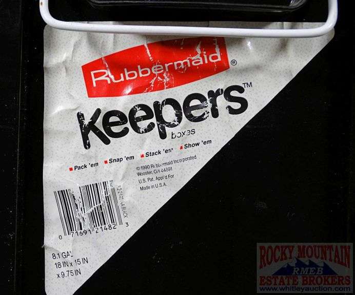 Rubbermaid "Keepers" plastic file box with lid. - Rocky Mountain Estate ...