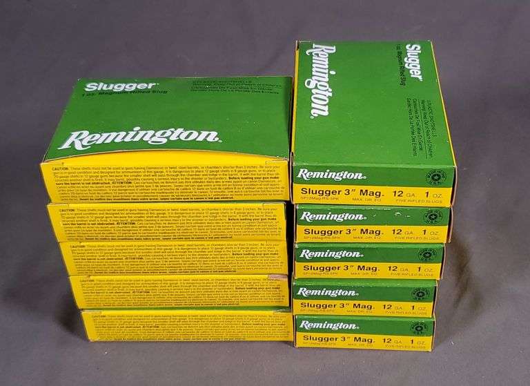 10 boxes of 5 Remington Slugger 12 gauge 3" Magnum slugs. 10 times the ...