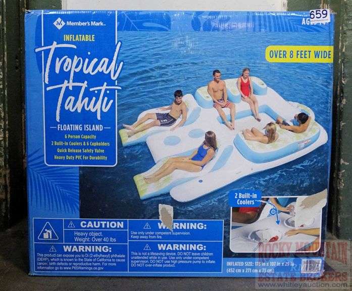 New Member's Mark Inflatable "Tropical Tahiti" floating island with 2 ...
