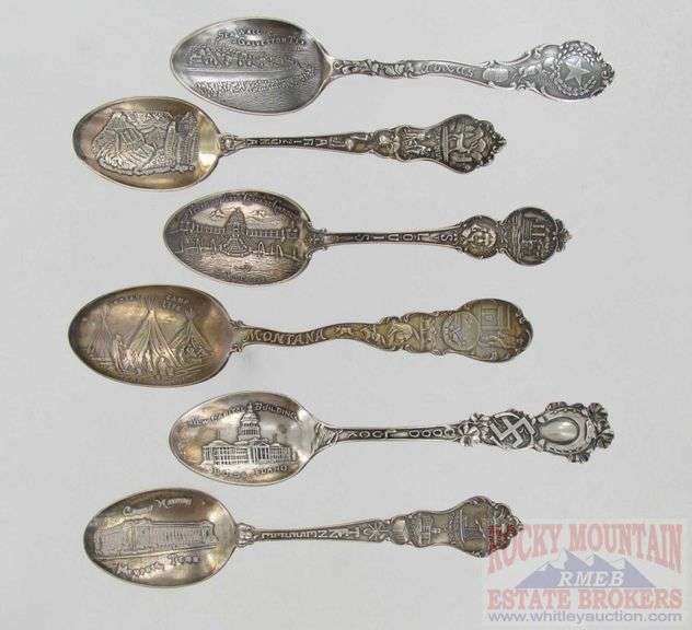 6 Incredibly Detailed Vintage Sterling Silver Assorted State Souvenir ...