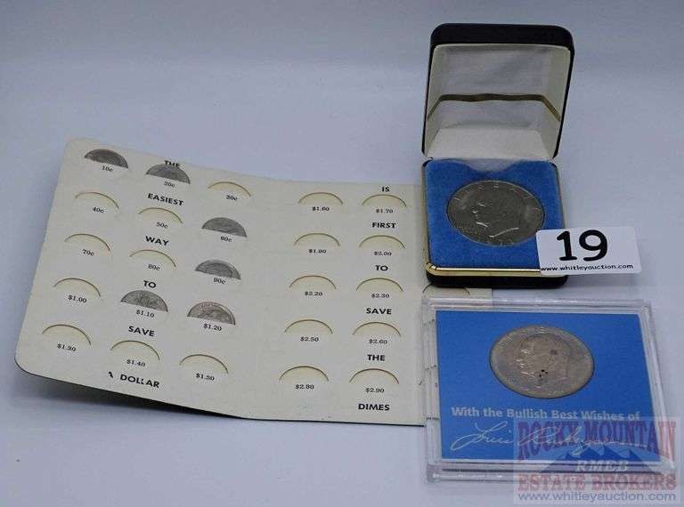 2 Eisenhower dollars & 6 dimes in holder. All for one money. - Rocky ...