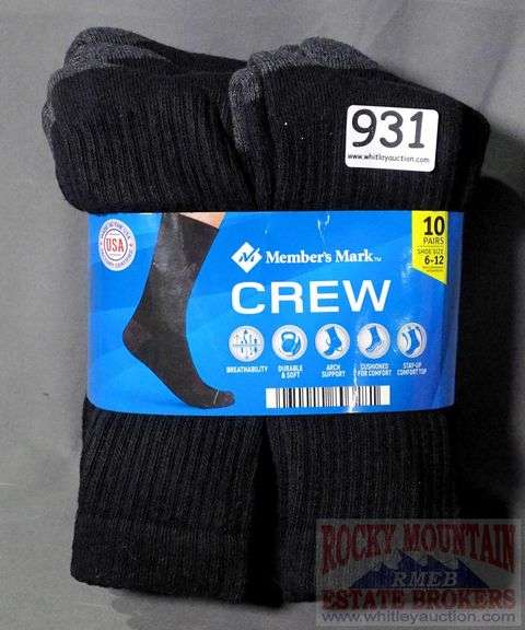 New Member's Mark 10-pair pack of men's crew socks size 6-12. - Rocky ...