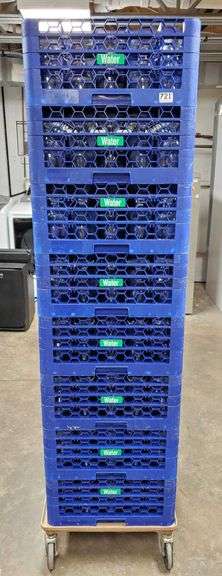 196 Water Gobelts & 8 Blue Glass Crates with Rolling Glass Crate Dolly ...