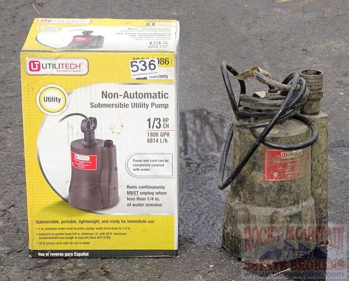 Utilitech 1/3 HP submersible utility pump. - Rocky Mountain Estate ...