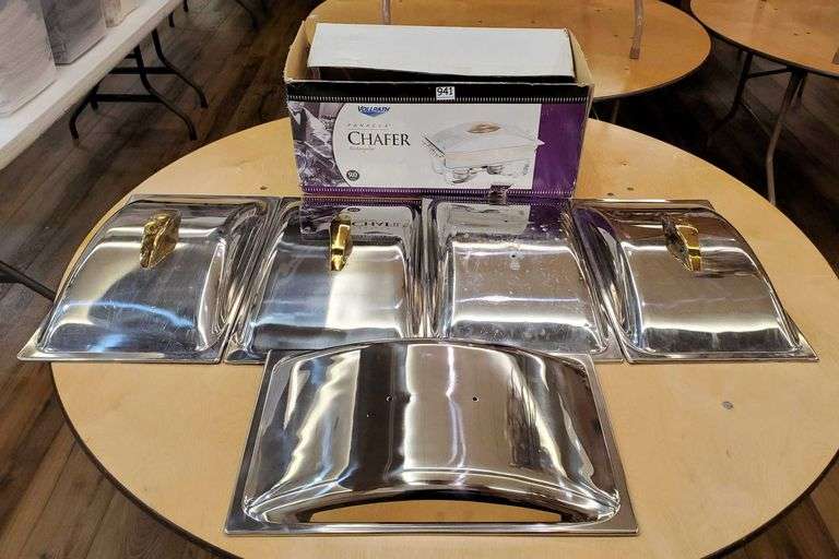 5 Vollrath 9.0 QT Stainless Steel Rectangular Chafing Dish Lids. LIDS ...