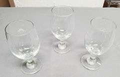 175 Water Goblets & 7 Blue Glass Crates with Rolling Glass Crate Dolly ...