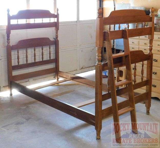 2 Vintage maple twin size beds that can be made into bunk bends ...