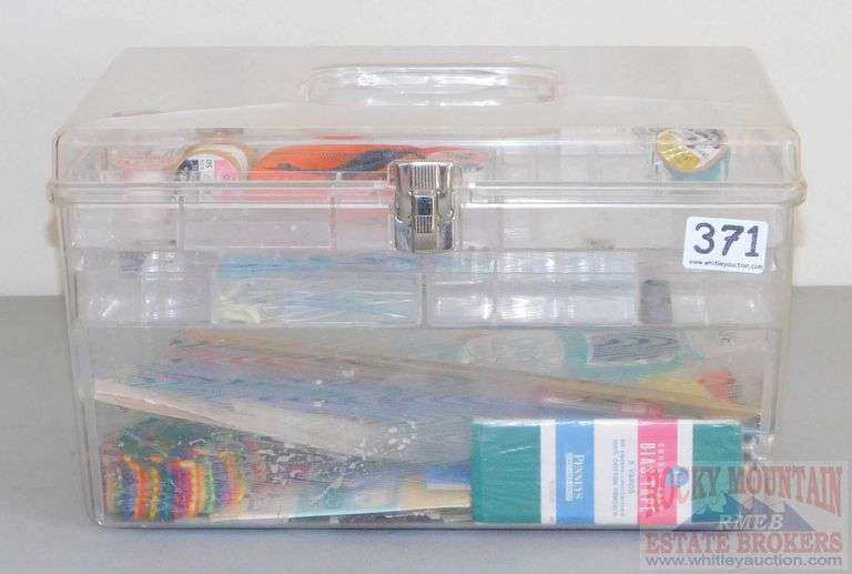 Vintage clear plastic sewing box with knitting needles & more. - Rocky ...