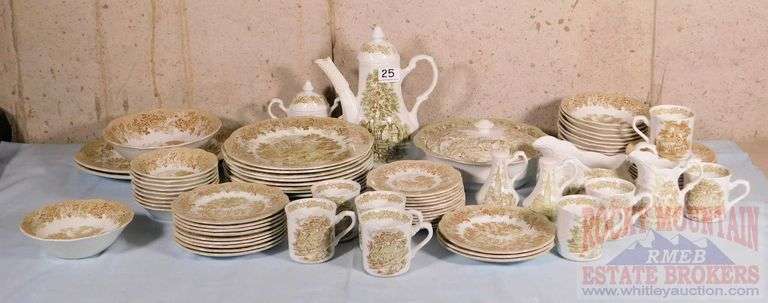 Large set of J & G Meakin "Romantic England" china. This appears to be ...