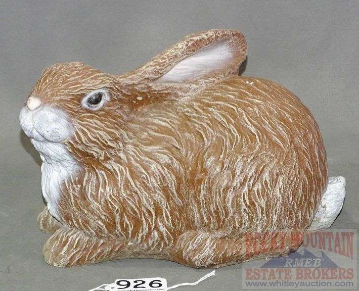 Hand painted concrete rabbit sculpture, 10" wide. - Rocky Mountain ...