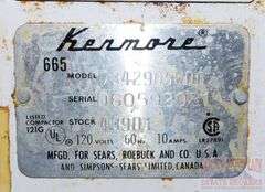 Kenmore 665 trash compactor. The owner says this works. - Rocky ...