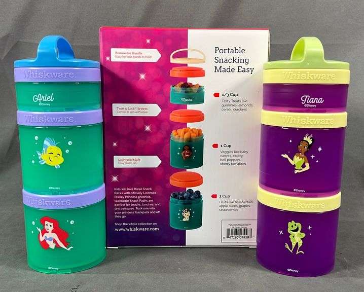 New Disney Princess 2 pack of portable, stackable snacking containers ...