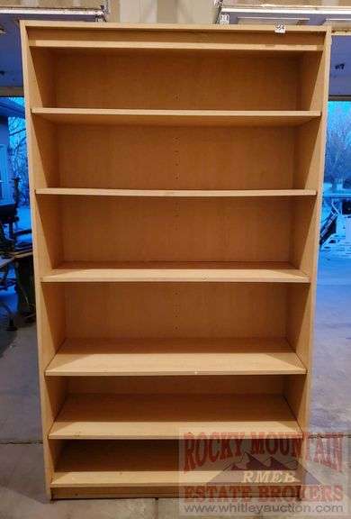 Maple finish plywood shelving unit with adjustable shelves, 83"X48"X18 ...