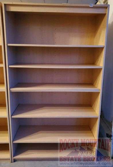 Maple finish plywood shelving unit with adjustable shelves, 83"X48"X18 ...