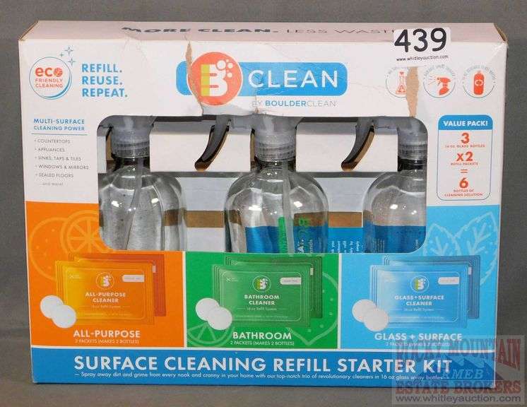 New 3-Clean Surface Cleaning Refill Starter Kit with 3-16 ounce glass ...