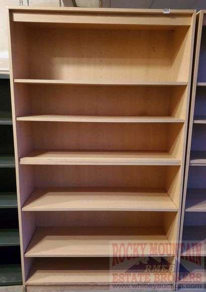 Maple finish plywood shelving unit with adjustable shelves, 83"X48"X18 ...