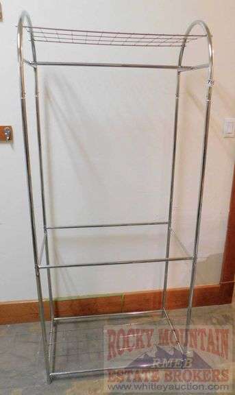 Chrome clothes rack with top and bottom shelf. 70"X30"X18". - Rocky ...