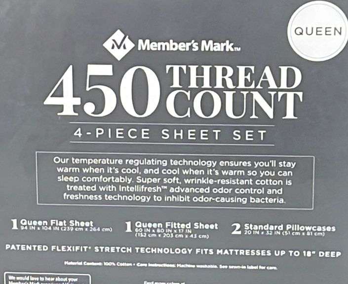 New Members Mark Queen Size, 450 Thread count 4-Piece sheet set ...