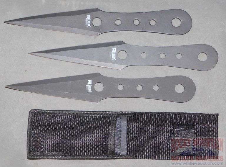 New R-Tek 3 Piece Double Sided 10" Throwing Knife Set W/ Black Sheath ...