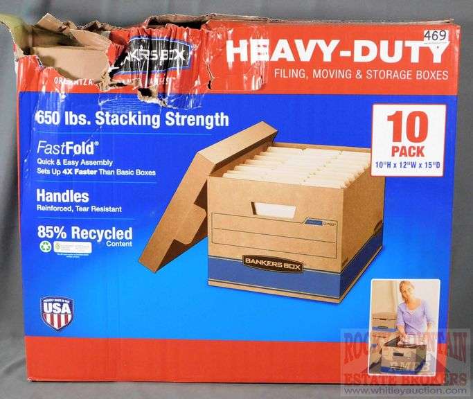 New 10-Pack of Heavy-Duty Banker's Boxes, 650 lb. Stacking Strength ...