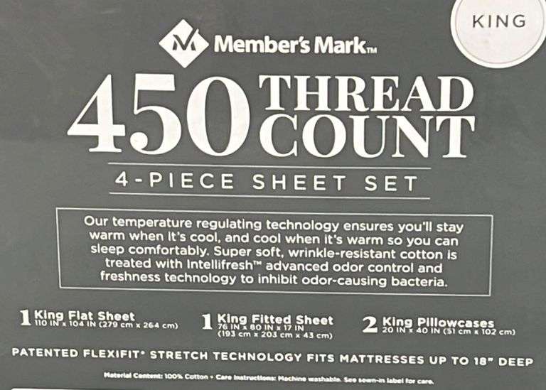 New Members Mark King Size, 450 Thread count 4-Piece sheet set. - Rocky ...