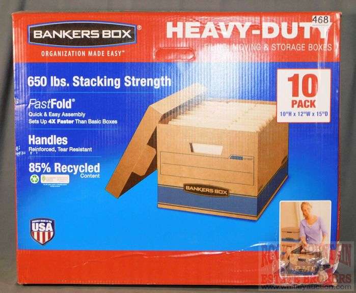 New 10-Pack of Heavy-Duty Banker's Boxes, 650 lb. Stacking Strength ...